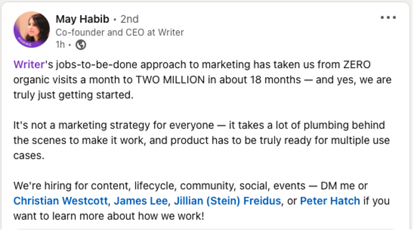 May Habib, CEO and founder of Writer on Product Distribution